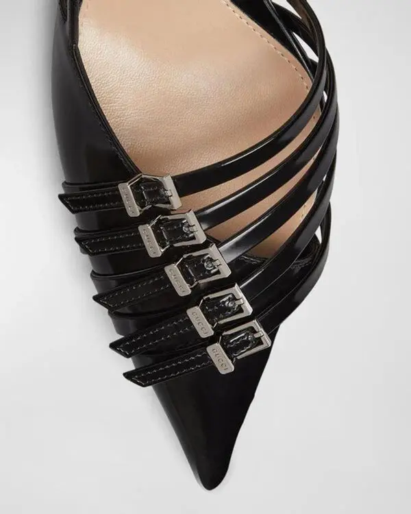 Gucci Regent Leather Slingback Pumps