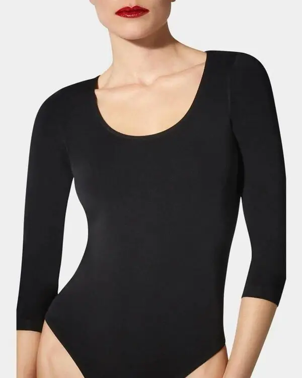 Wolford Tokio 3/4-sleeve String Bodysuit - Black