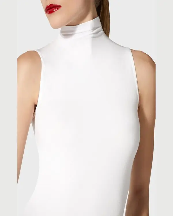 Wolford Sleeveless Mock-neck String Bodysuit - White