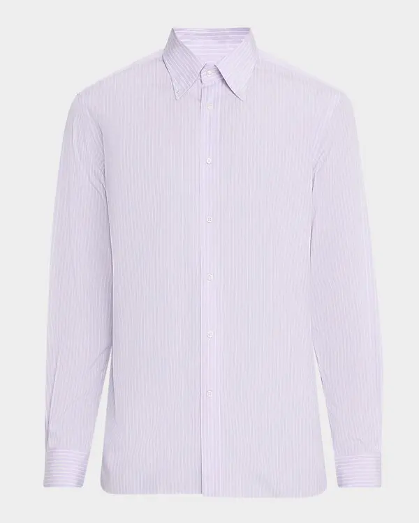 Ralph Lauren Striped End-on-end Sport Shirt - Lilac Breeze