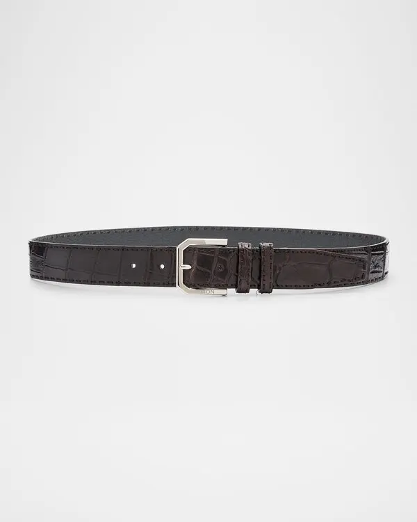 Kiton Crocodile Leather Belt - Brwn
