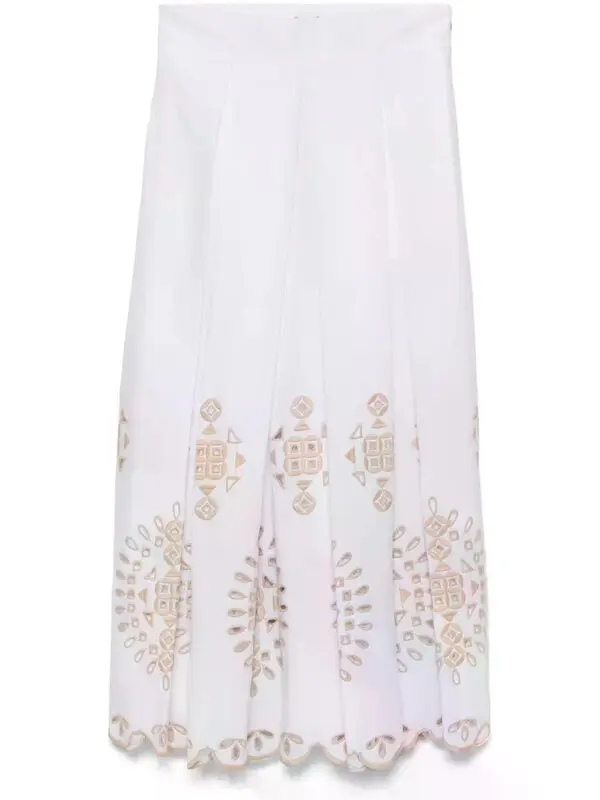 Eleventy Openwork-embroidery Midi Skirt - White
