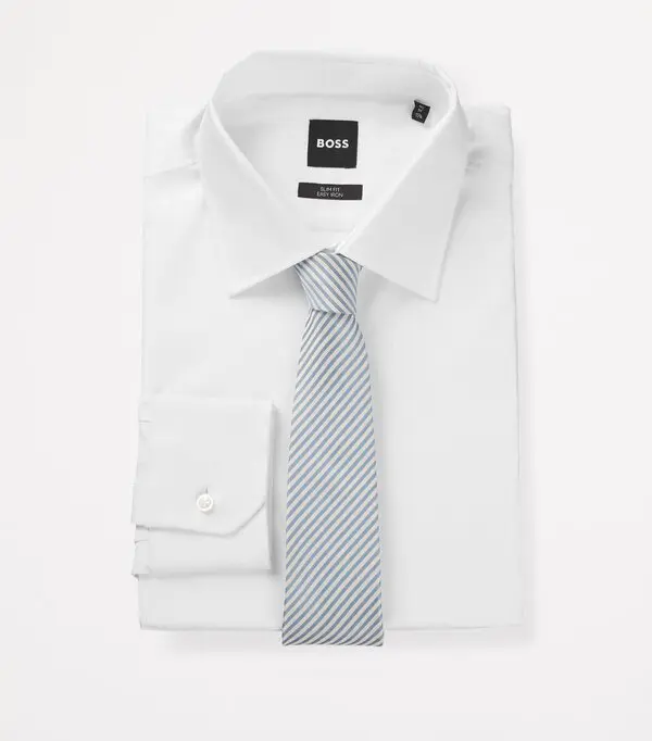BOSS Silk Striped Neck Tie - Blue