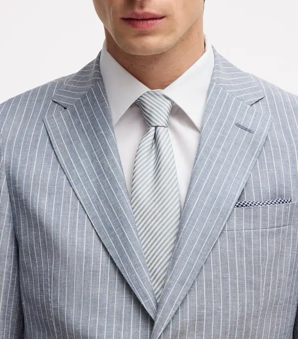 BOSS Silk Striped Neck Tie - Blue