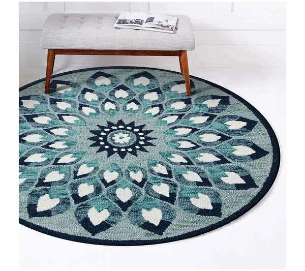 OX BAY TRADING CO. Ox Bay Geometric Medallion Hand-tufted Wool Rug, 4' Round - One-color