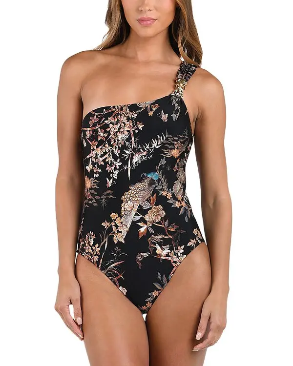 L'Agence Karmin Jungle One-shoulder One-piece Swimsuit - Black