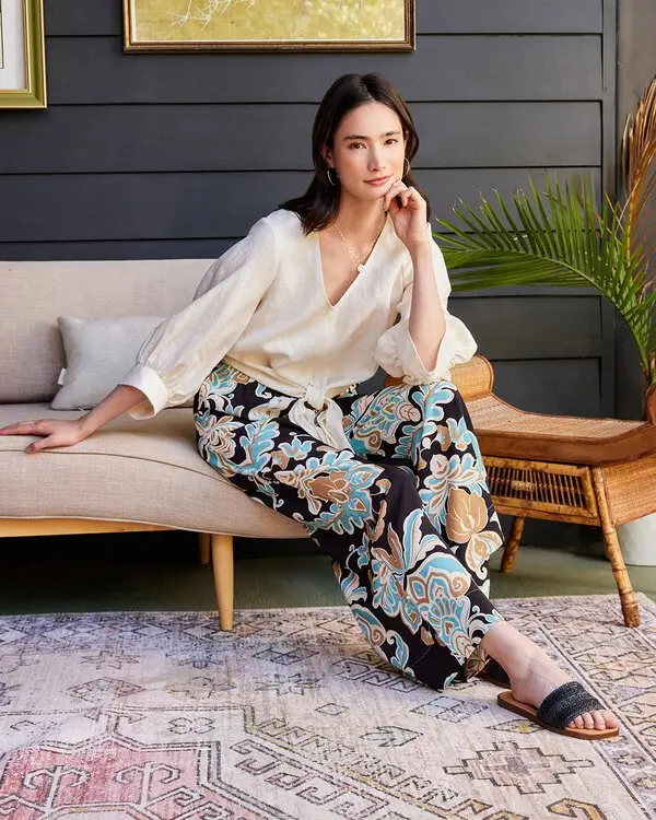 Karen Kane Linen Tie Front Top