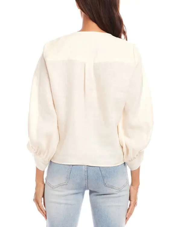 Karen Kane Linen Tie Front Top