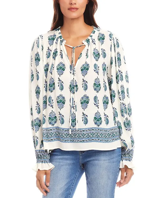 Karen Kane Printed Peasant Blouse