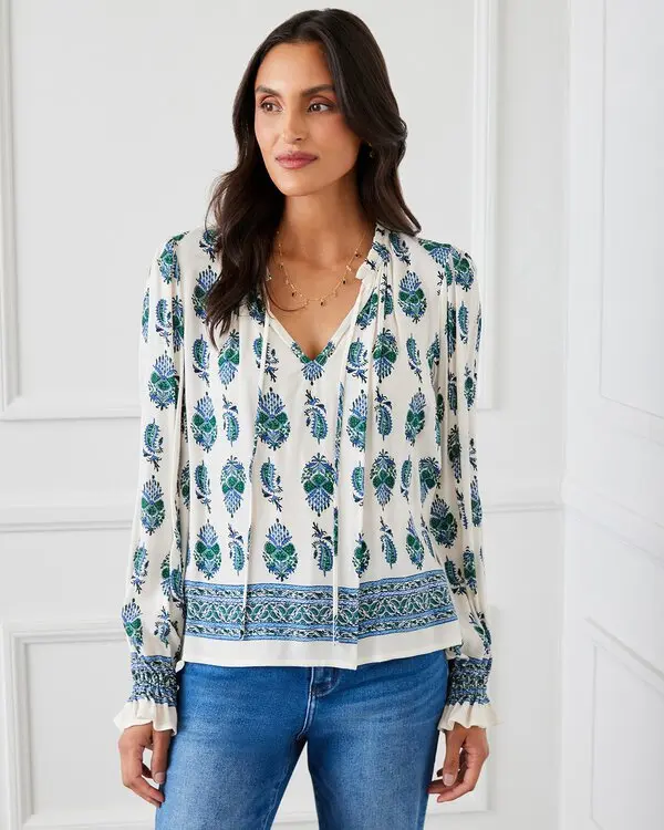Karen Kane Printed Peasant Blouse