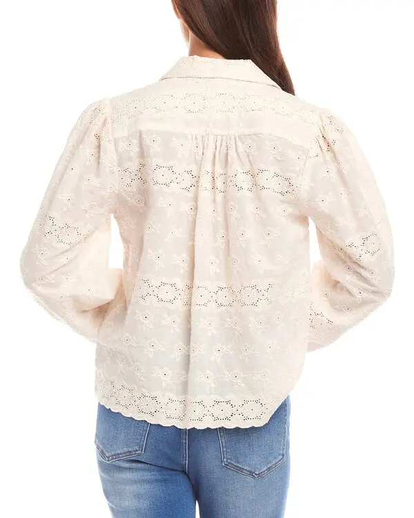 Karen Kane Embroidered Scalloped Blouse