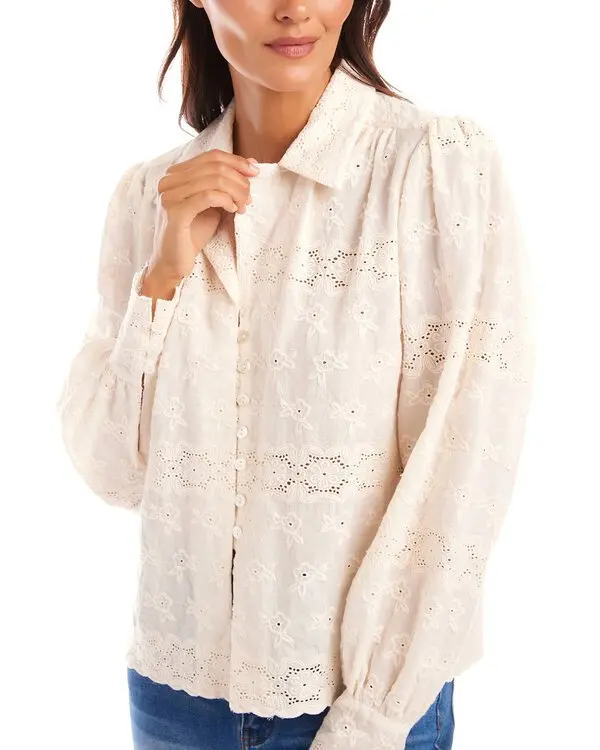 Karen Kane Embroidered Scalloped Blouse