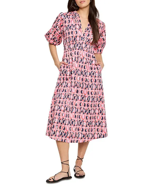 white christmas dresses Stylish Navy Blue A-Line Ikat Dress with Embroidered Details – Sujatra main image 1