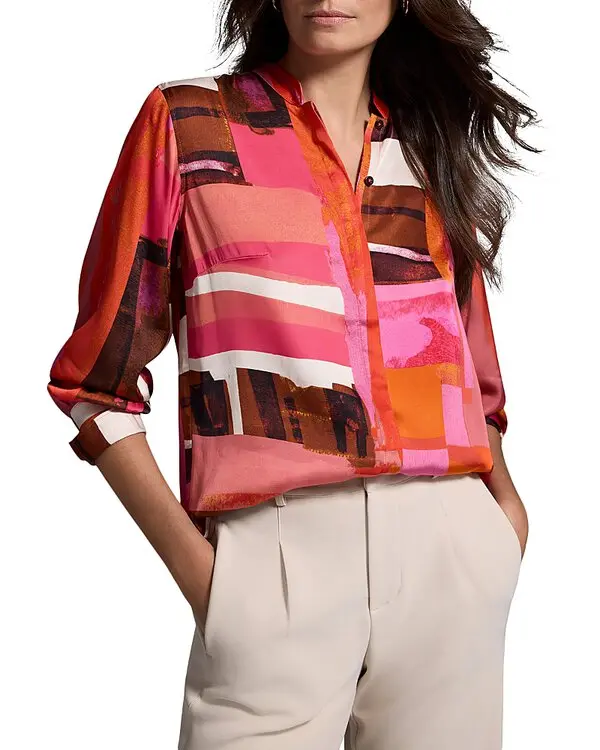 NIC+ZOE Artful Blocks Glossy Blouse