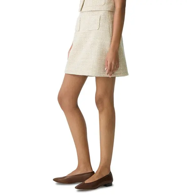 Theory A-line Mini Skirt In Texture Tweed - Taupe Multi