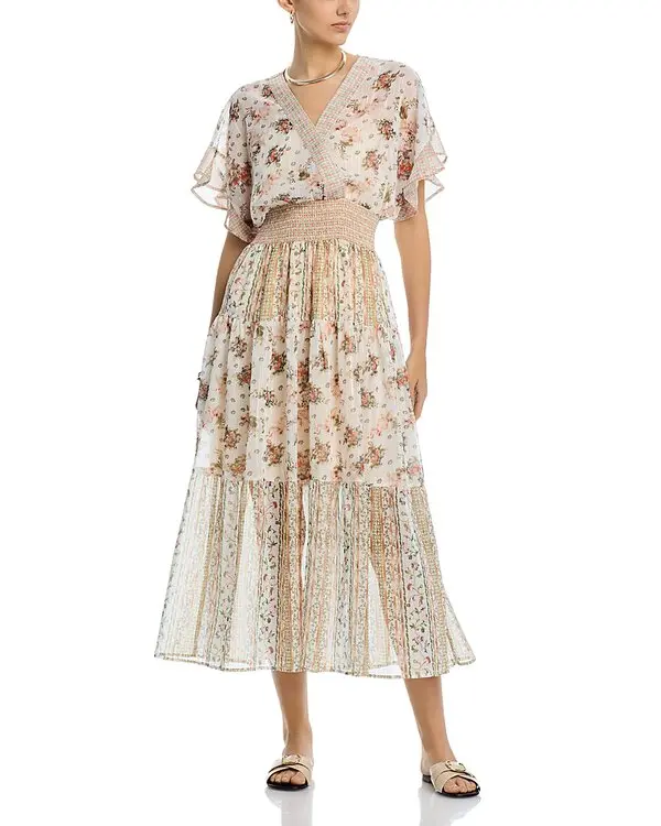 LAYERED WITH LOVE Koko + Mason Kimono Short Sleeve Midi Dress - Ivory Floral