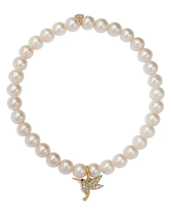 SYDNEY EVAN 14k Yellow Hummingbird Charm Beaded Bracelet - Gold