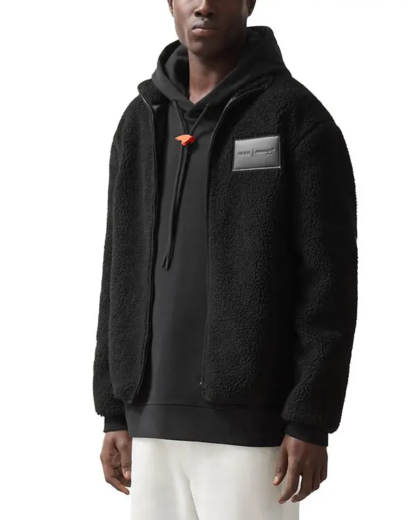 REISS X Mclaren Snoop Oversized Fit Embroidered Fleece Jacket - Black
