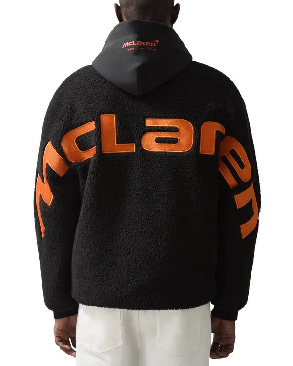 REISS X Mclaren Snoop Oversized Fit Embroidered Fleece Jacket - Black