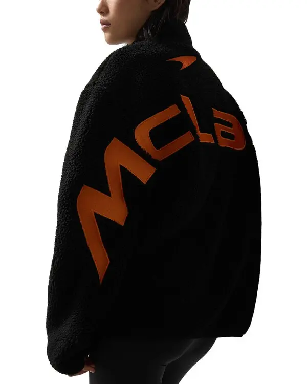 REISS X Mclaren Snoop Oversized Fit Embroidered Fleece Jacket - Black