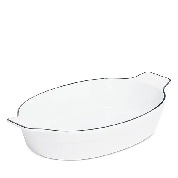 MADE IN Porcelain Oval Baking Dish - White/navy