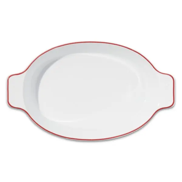 MADE IN Porcelain Oval Baking Dish - White/red