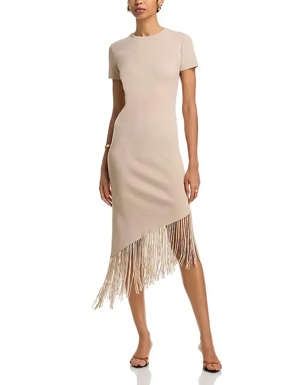 knee length dresses for ladies Dash and Dot - RED FRINGE DRESS