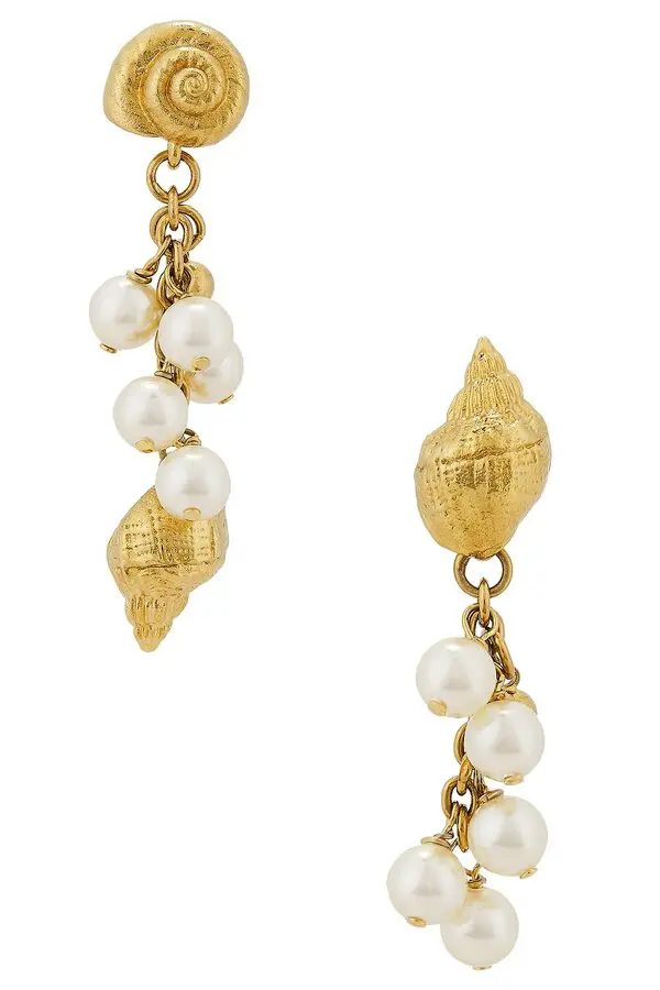 Chloé Shell Dangle Earrings - Vintage Gold