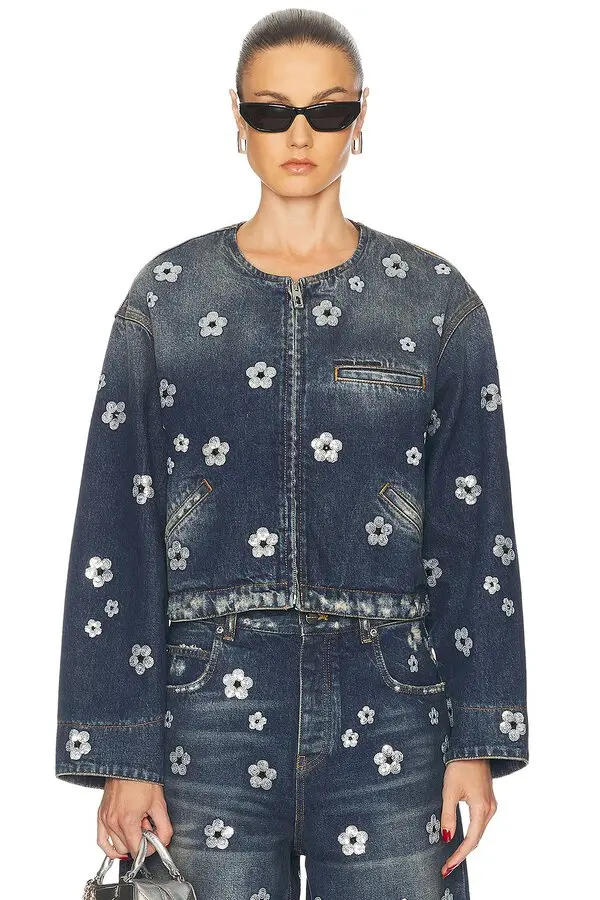 Marc Jacobs Sequin Daisy Cropped Jacket