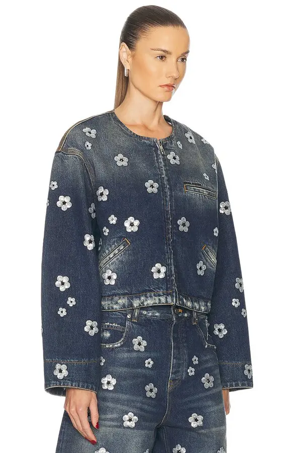 Marc Jacobs Sequin Daisy Cropped Jacket