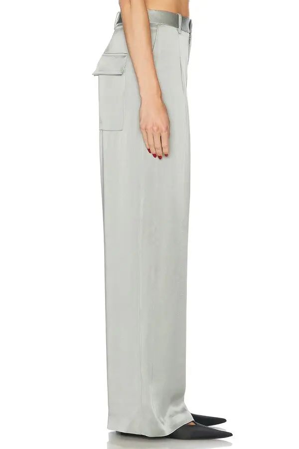 Lapointe Satin Pleated Relaxed Pant - Jade