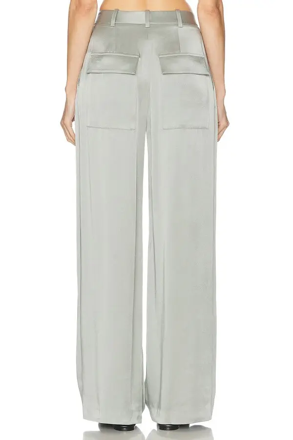 Lapointe Satin Pleated Relaxed Pant - Jade
