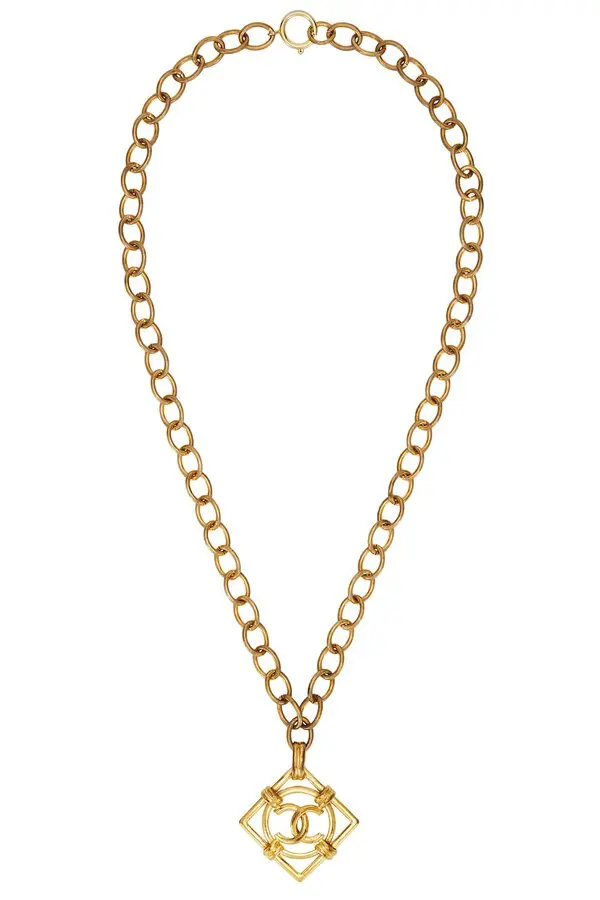 Chanel Cc Square -tone Necklace - Gold