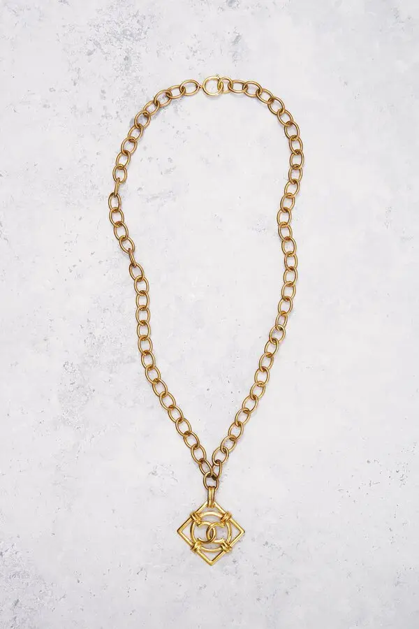 Chanel Cc Square -tone Necklace