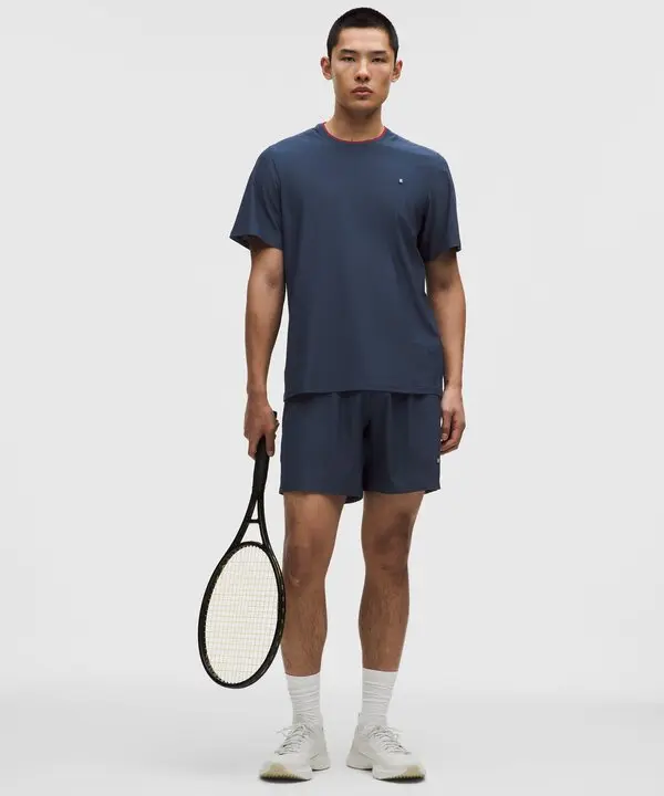 Lululemon Striped Mesh Tennis Short - Club Blue