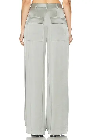 Lapointe Satin Pleated Relaxed Pant - Jade