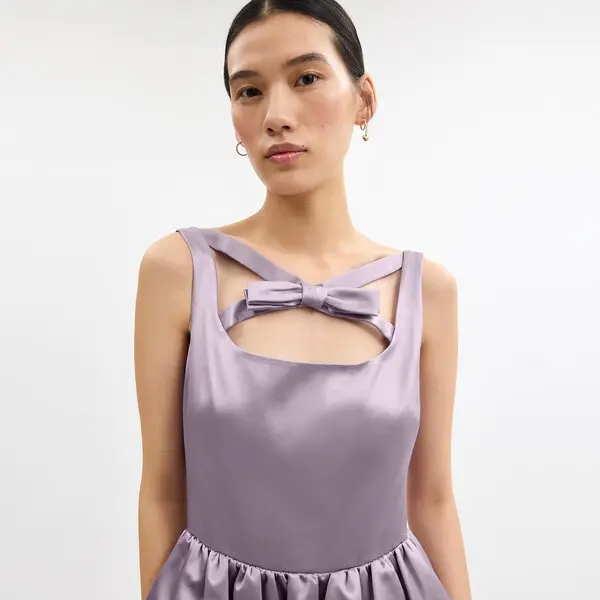Coach Cross Neck Satin Mini Dress In Violet - 50% Off | Editorialist