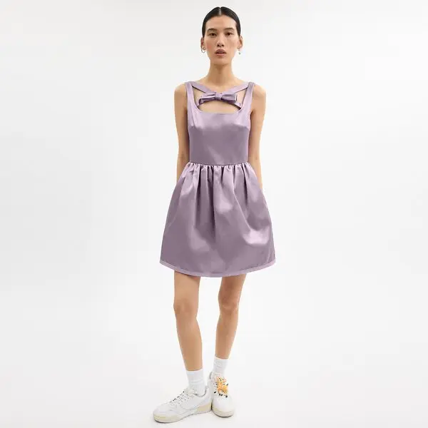 coach purple dress Coach Purple Floral V-Neck Lace Babydoll Milkmaid Dress Cherry Embroidery  Sz 8
