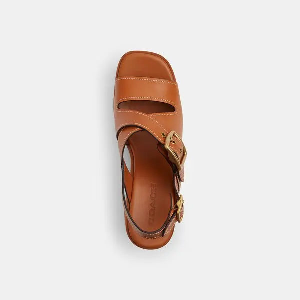 Coach Archival Buckle Wedge In Cognac - 40% Off | Editorialist