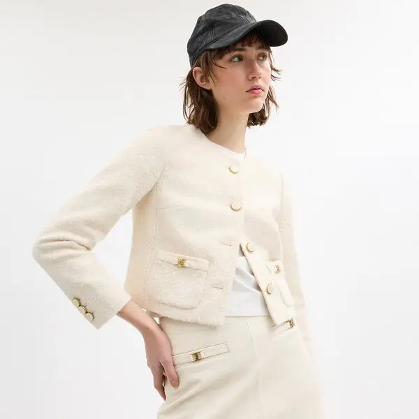 COACH Heritage C Boucle Jacket - Cream