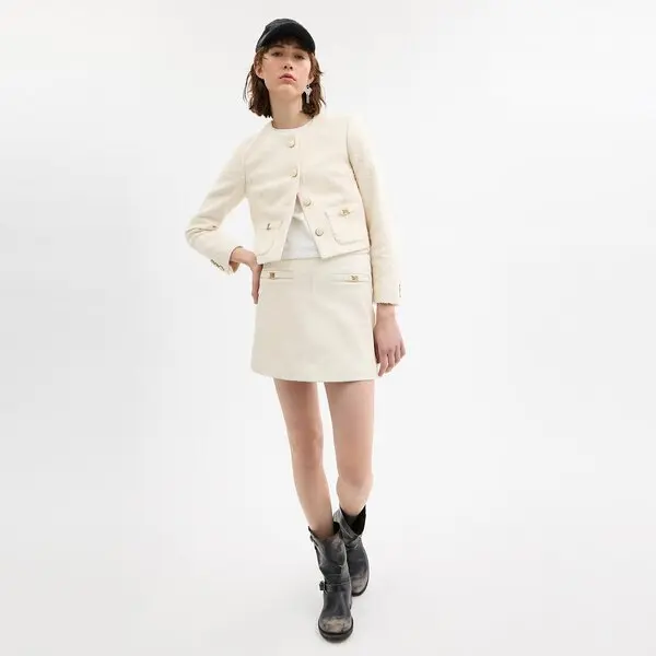 COACH Heritage C Boucle Jacket - Cream