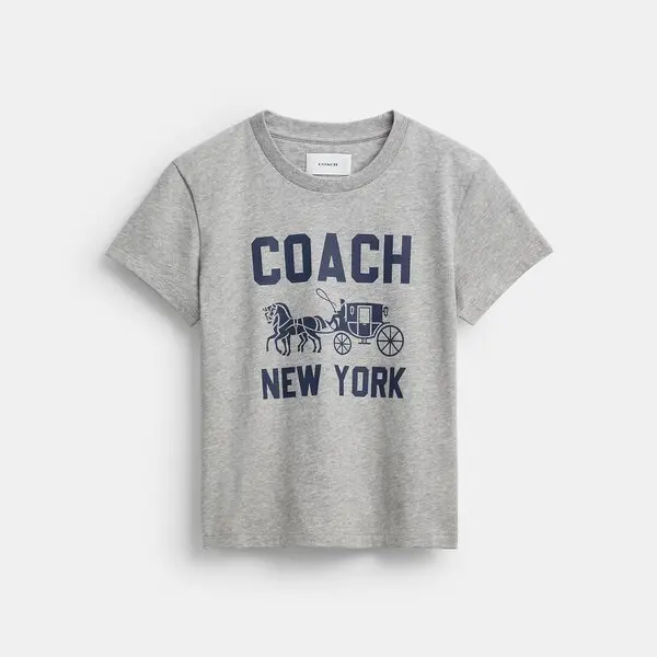 COACH Horse And Carriage Graphic T-shirt In Organic Cotton - Heather Grey