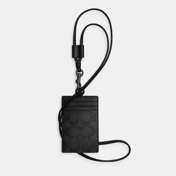 COACH Lanyard In Signature Canvas - Charcoal
