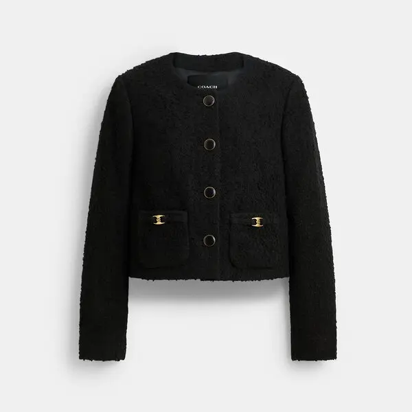 COACH Heritage C Boucle Jacket - Black