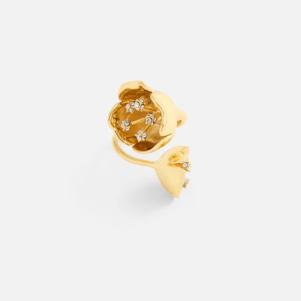 COACH Statement Flower Cocktail Ring - Gold
