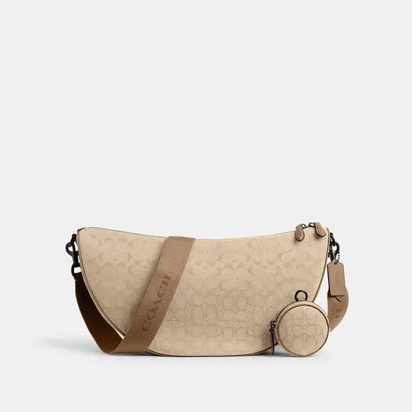Coach Hall Soft Sling Bag 45 In Signature Jacquard - Khaki