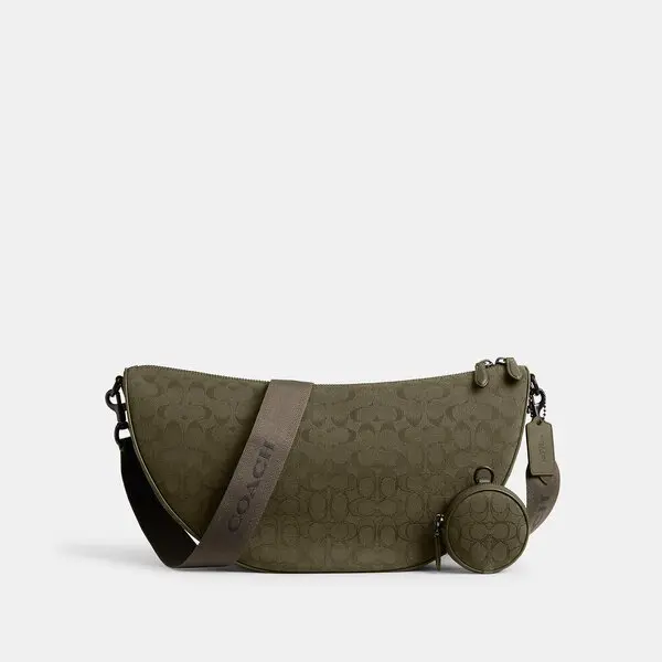 Coach Hall Soft Sling Bag 45 In Signature Jacquard - Olive Drab