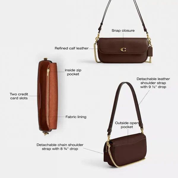 COACH Brook Flap Chain Bag - Brass/maple