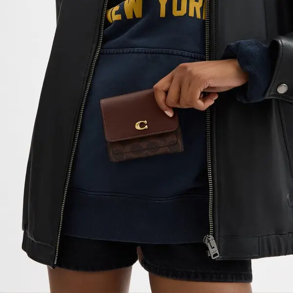 COACH Mila Small Flap Wallet In Signature Canvas