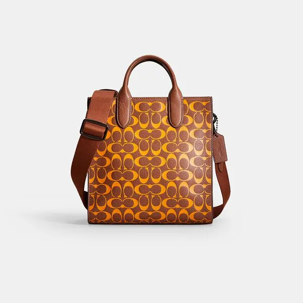 COACH Restored Gotham Tall Tote 24 In Signature Leather - Saddle/papaya